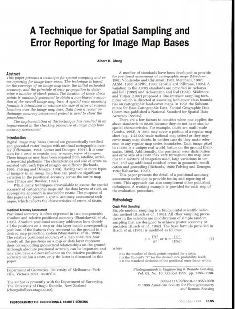 Pdf A Technique For Spatial Sampling And Error Reporting For Image