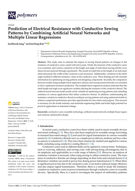 Pdf Prediction Of Electrical Resistance With Conductive Sewing