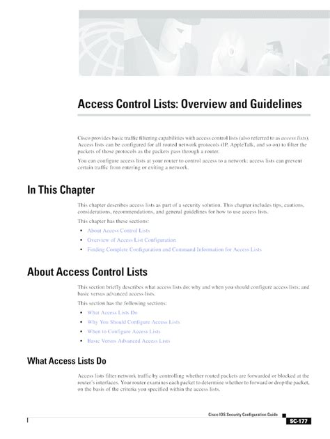 Fillable Online Access Control Lists Overview And Guidelines Fax Email