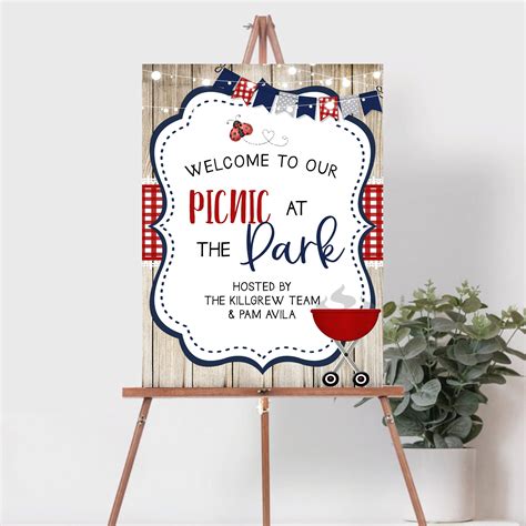 Editable Picnic Welcome Sign Bbq Party Decor Diy Corjl Template