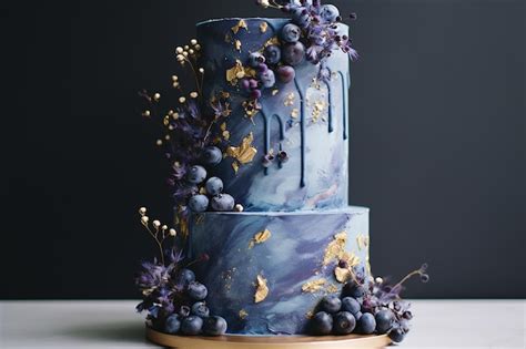 Premium Photo Elegant Sapphire Blue Wedding Cakes