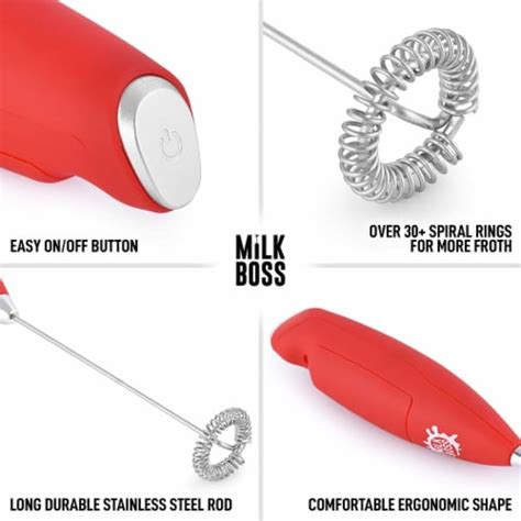 Zulay Kitchen Milk Boss Milk Frother With Holster Stand Red 1 King Soopers
