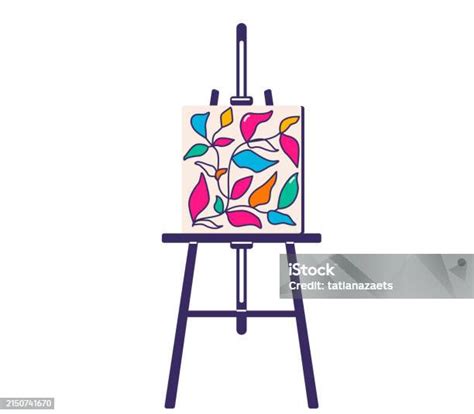 예술 캔버스 그림 이젤 벡터 일러스트 레이 션에 그림 흰색 배경에 고립된 페인팅 도구 개념에 대한 스톡 벡터 아트 및 기타 이미지 개념 공예 교육 Istock