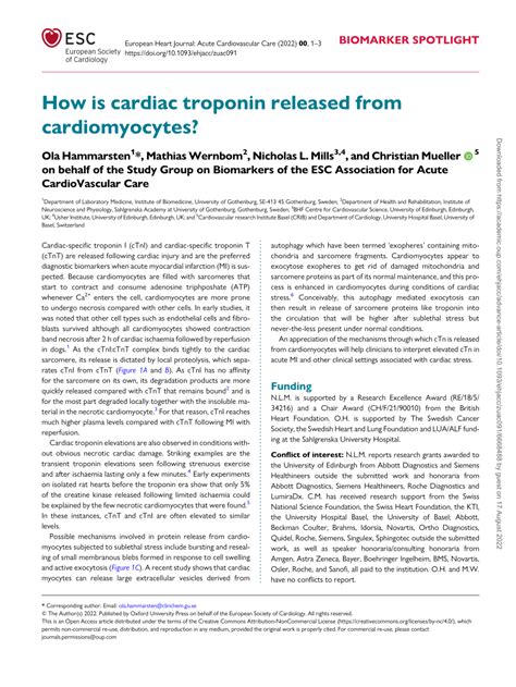 Pdf How Is Cardiac Troponin Released From Cardiomyocytes