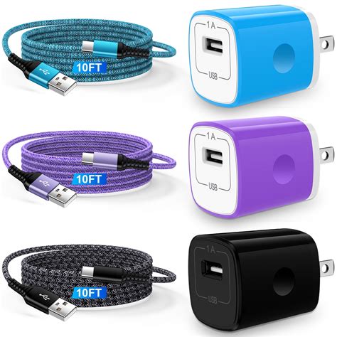 USB Charger Block ABCPOW Pcs A USB Wall Charger Block With Pcs FT Nylon Android Type C