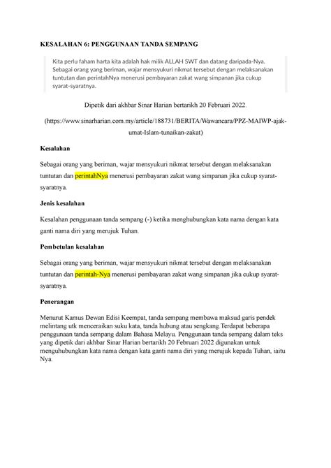 Assignment 1 Kesalahan Tatabahasa Tanda Sempang Kesalahan 6 Assignment 1 Kesalahan Tatabahasa Tanda Sempang Kesalahan 6