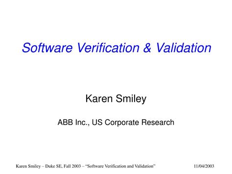 PPT Software Verification Validation PowerPoint Presentation ID