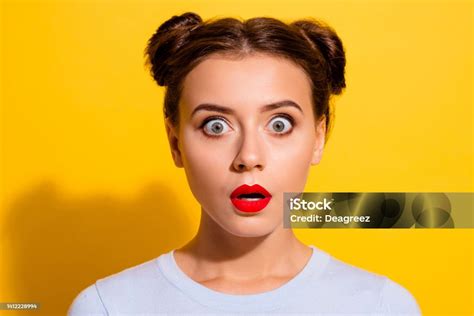 Closeup Picture Of Impressed Terrified Female Hear Very Bad News Cant