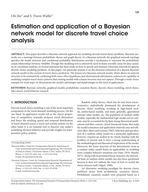 Pdf Estimation And Application Of A Bayesian Network Model For