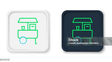 라인 패스트 스트리트 푸드 카트 아이콘은 흰색 배경에 고립되어 있습니다 도시 키오스크 다채로운 윤곽선 개념 벡터 거리에 대한 스톡 벡터 아트 및 기타 이미지 Istock