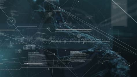 Animation Of Scientific Data Dna And Connections Over Black Background Stock Footage Video Of