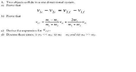 Two Objects Collide In A One Dimensional System