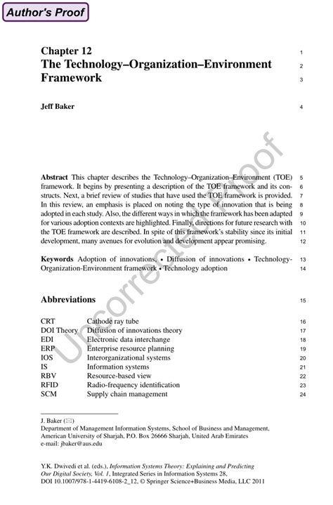 Pdf The Technologyorganizationenvironment Framework