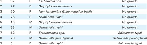 Result Of Bone Marrow Culture S N Age Year Sex Organisms Isolated In Download Scientific