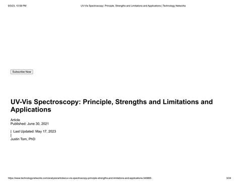 Uv Vis Spectroscopy Principle Strengths And Limitations And