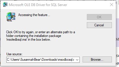 Microsoft OBDC Driver For SQL Server The Feature You Are Trying To Use Is On A Network