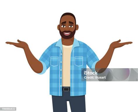 미소 아프리카 계 미국인 남자 제시 손 제스처입니다 공간을 복사하는 손을 펼치는 세련된 사람 남성 캐릭터 디자인 일러스트 다양한 사람들 벡터 만화의 현대 라이프 스타일 개념