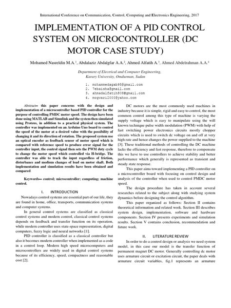 Pid Controller For Dc Motor Pdf Control Theory Microcontroller