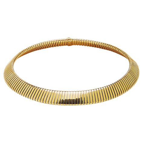 Bulgari Triple Row Gold Tubogas Choker Necklace At 1stdibs