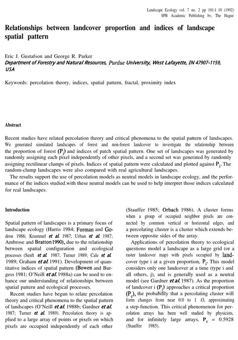 Pdf Relationships Between Landcover Proportion And Indices Of Landscape Spatial Pattern