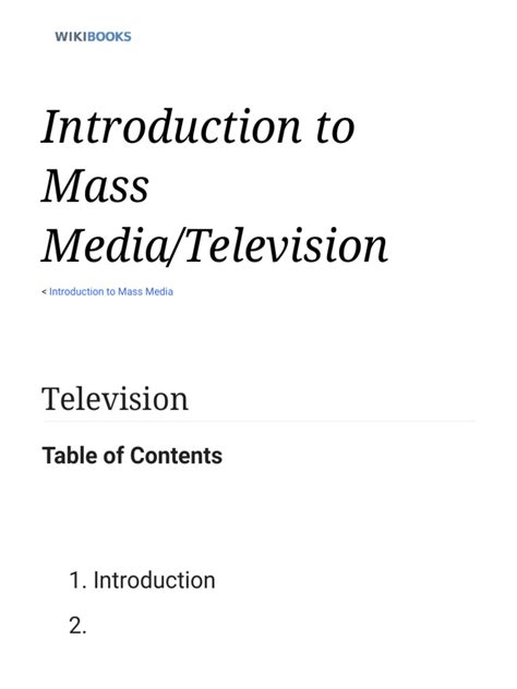 Introduction To Mass Media Television Wikibooks Open Books For An