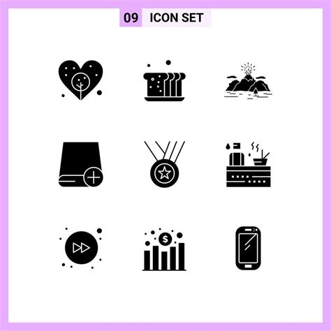 9 Thematic Vector Solid Glyphs And Editable Symbols Of Gadget Devices Nature Computers Blast