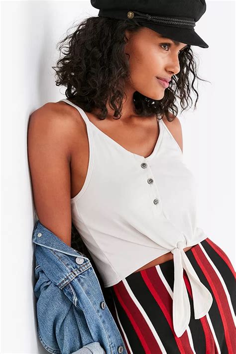 Truly Madly Deeply Isabelle Tie Front Cropped Tank Top Urban Outfitters Uk