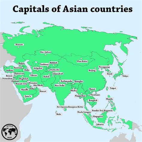 Map Of Eurasia With Countries And Capitals