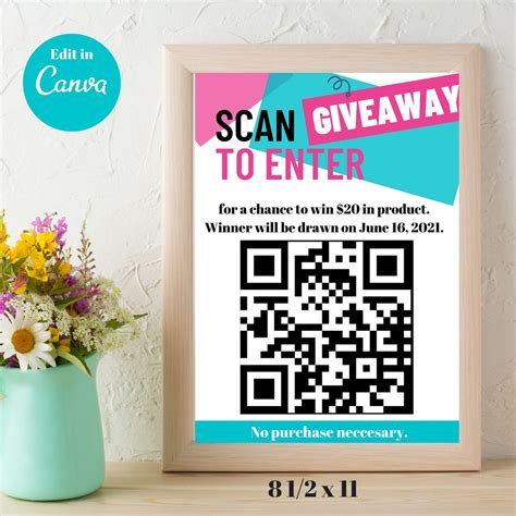 Scan To Enter Sign QR Code Entry Sign QR Code Sign Colorful Event Sign Editable Canva