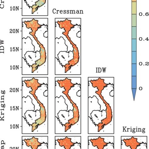 Cross Correlation Of Daily Rainfall Between The Different Gridded Download Scientific Diagram