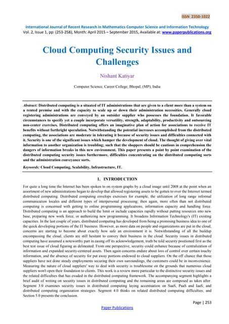 Cloud Computing Security Issues And Challenges Pdf
