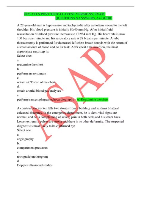 2023 Atls Post Test 4 Latest Versions Exam Questions Andanswers A Guide 2023 Atls Post