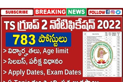 Tspsc Group 2 Notification 2022 783 పోస్టులతో గ్రూప్ 2 నోటిఫికేషన్