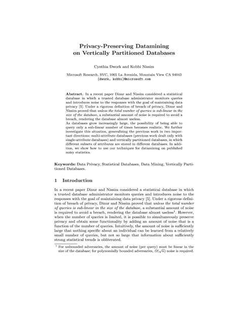 fillable online pdf privacy preserving datamining on vertically partitioned fax email