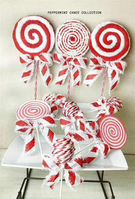 Faux Peppermint Candy Cane Lollipops Christmas Decorations For Etsy