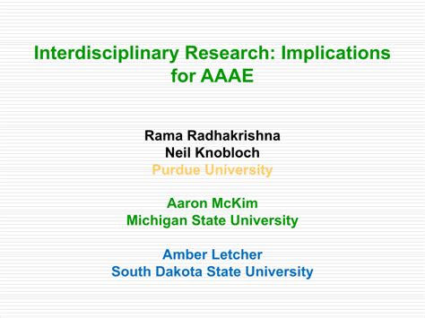 Pdf Interdisciplinary Research Implications For Aaae