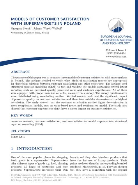 Models Of Customer Satisfaction With Sup Pdf Customer Satisfaction Structural Equation