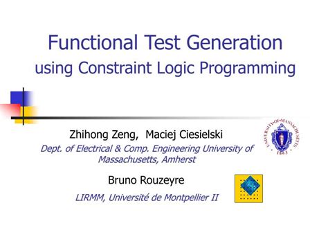 Ppt Functional Test Generation Using Constraint Logic Programming