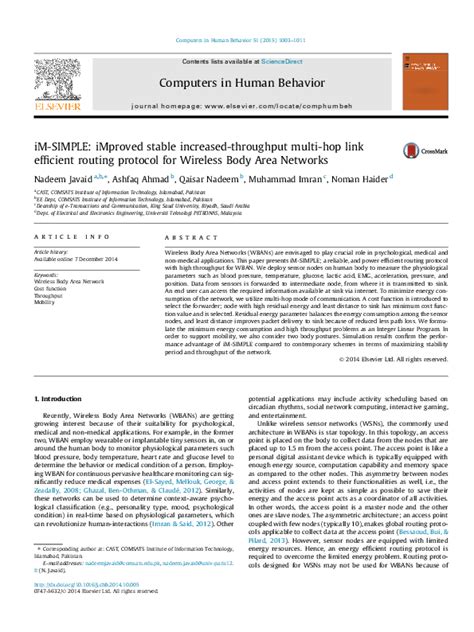 Pdf Im Simple Improved Stable Increased Throughput Multi Hop Link