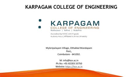 Best Engineering College Karpagam College Of Engineering Ppt