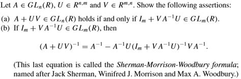 solved let a elementof gl n r u elementof r n m and v