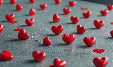 Collection Red Heart Shaped Objects Varying In Size And Shape Are