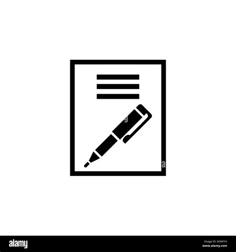 Paper Business Contract Pen Signature Flat Vector Icon Simple Black
