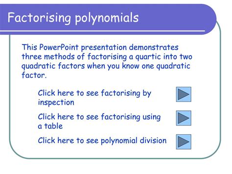 Ppt Factorising Quartics Powerpoint Presentation Free Download Id 3217131