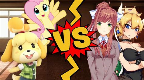 M U G E N Battles Isabelle Fluttershy Vs Monika Bowsette Youtube