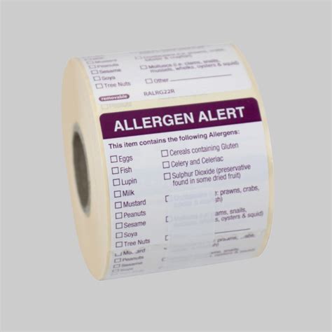 50mm 2″ English Removable Allergen Alert Label Labtek