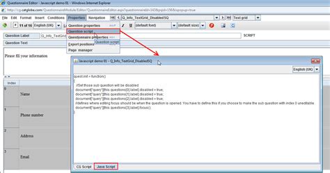 disable sub questions in text grids catglobe wiki