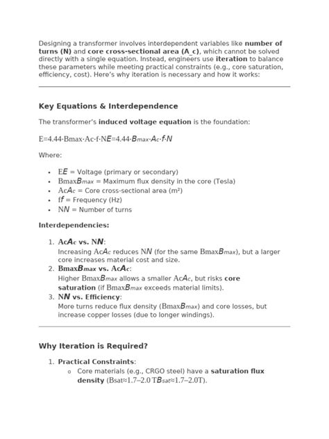Transformer Design Calculation Pdf Transformer Electrical Engineering