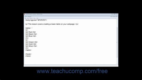 Html5 And Css3 Tutorial Inserting A Table Training Youtube