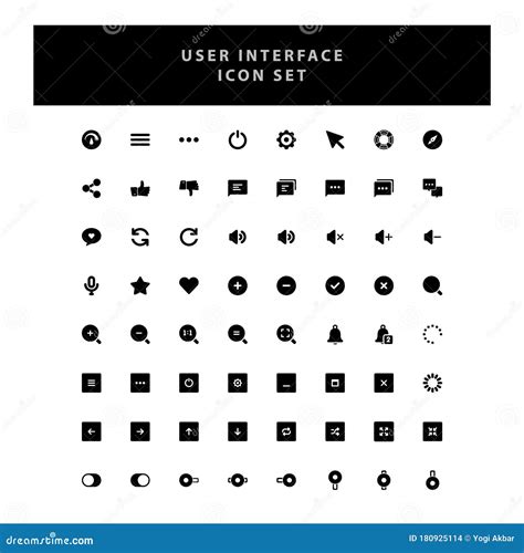 Basic User Interface Vector Icons Set With Glyph Style Design Stock Vector Illustration Of